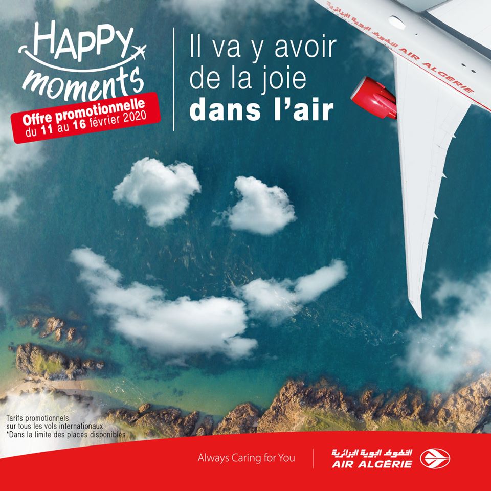 Air Algérie: L’offre promotionnelle “Happy moment” dure jusqu’au 16 ...